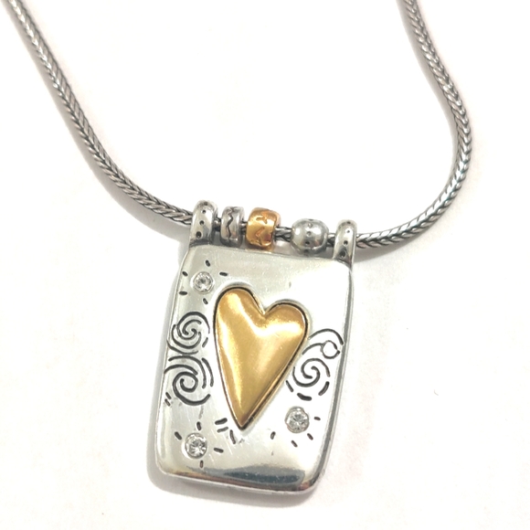Brighton | Jewelry | Brighton Heart Silver Gold Necklace | Poshmark